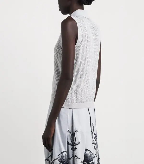 Eleventy Cotton Knitted Sleeveless Polo Shirt