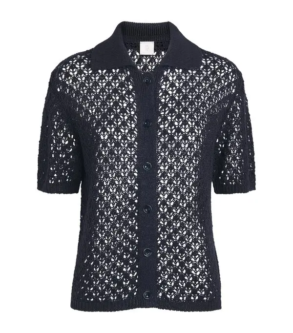 Eleventy Linen-silk Knitted Open-work Shirt