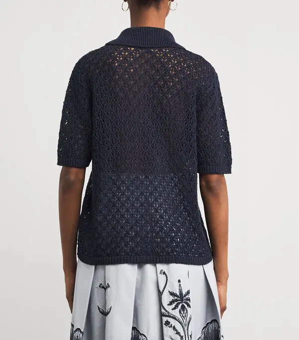 Eleventy Linen-silk Knitted Open-work Shirt