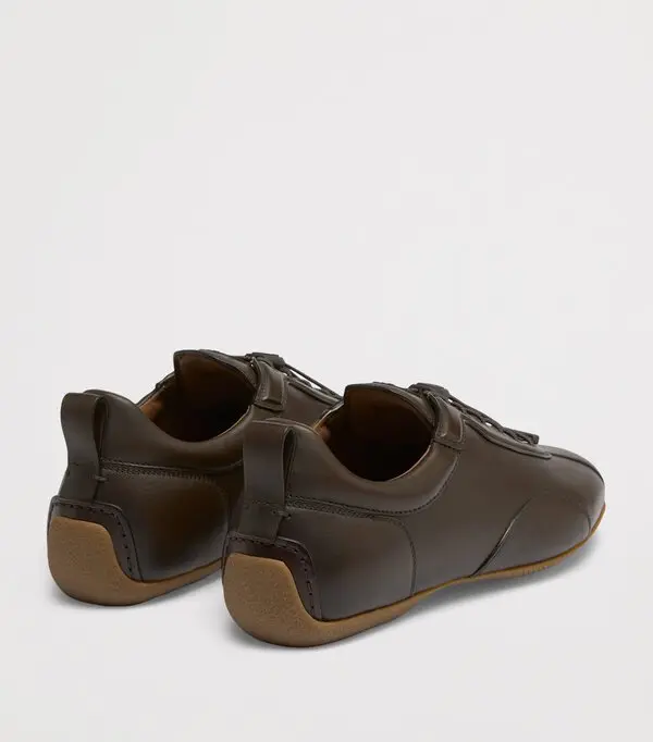 Dunhill Leather Davies Automotive Lace-up Sneakers - Brown