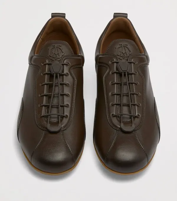 Dunhill Leather Davies Automotive Lace-up Sneakers - Brown