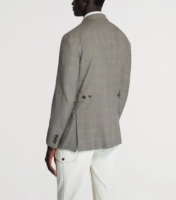 Dunhill Wool-cashmere Check Cavendish Blazer - Beige