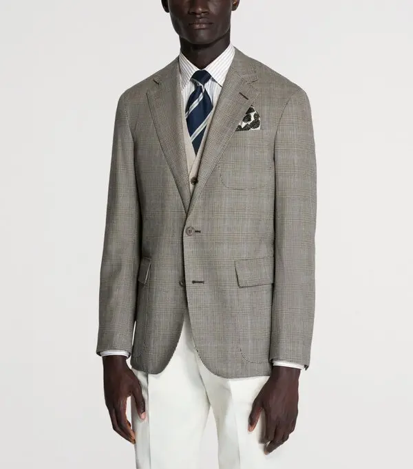 Dunhill Wool-cashmere Check Cavendish Blazer - Beige
