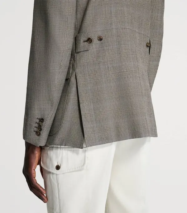 Dunhill Wool-cashmere Check Cavendish Blazer - Beige