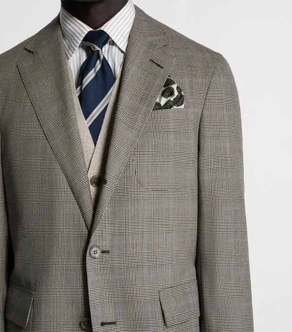 Dunhill Wool-cashmere Check Cavendish Blazer - Beige