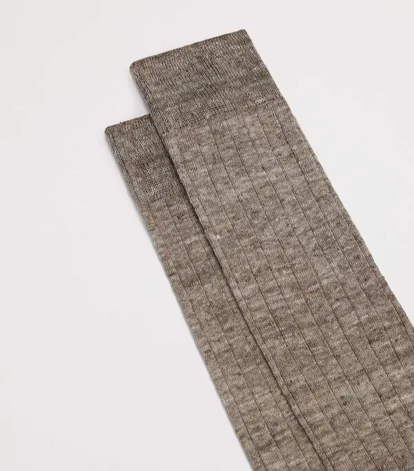 Dunhill Linen-blend Ribbed Socks