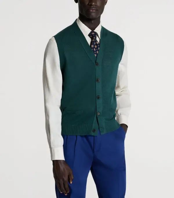 Dunhill Linen-cashmere V-neck Sweater Vest