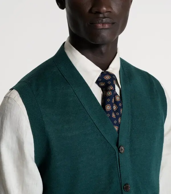 Dunhill Linen-cashmere V-neck Sweater Vest