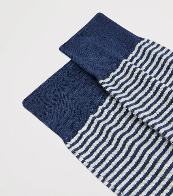 Dunhill Cashmere Mulberry Silk Stripe Crew Socks