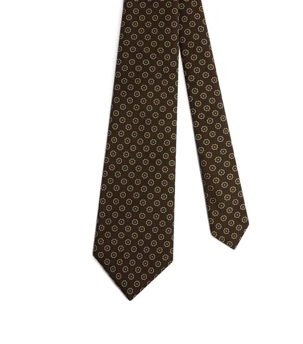 Dunhill Mulberry Silk Printed Neck Tie - Brown
