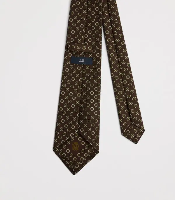 Dunhill Mulberry Silk Printed Neck Tie - Brown