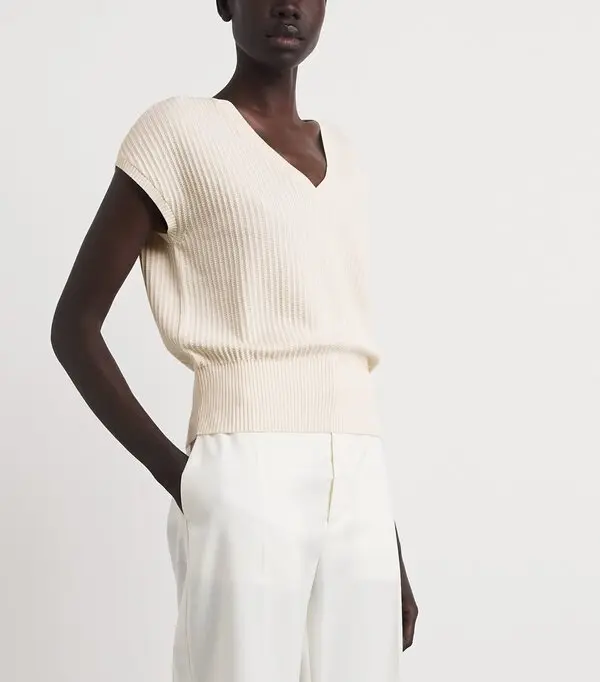 Eleventy Cotton Knitted Sweater Vest - Ivory