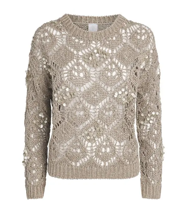 Eleventy Linen Sequinned Sweater