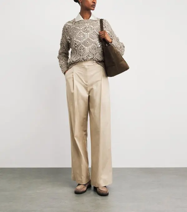 Eleventy Linen Sequinned Sweater