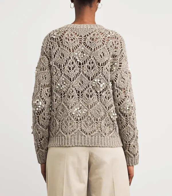 Eleventy Linen Sequinned Sweater