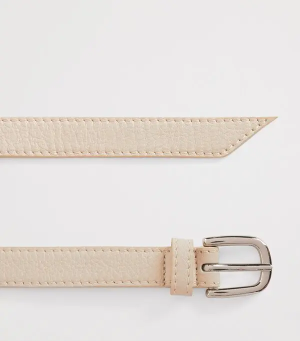 Eleventy Slim Leather Belt - Beige