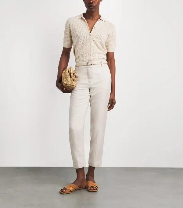 Eleventy Slim Leather Belt - Beige