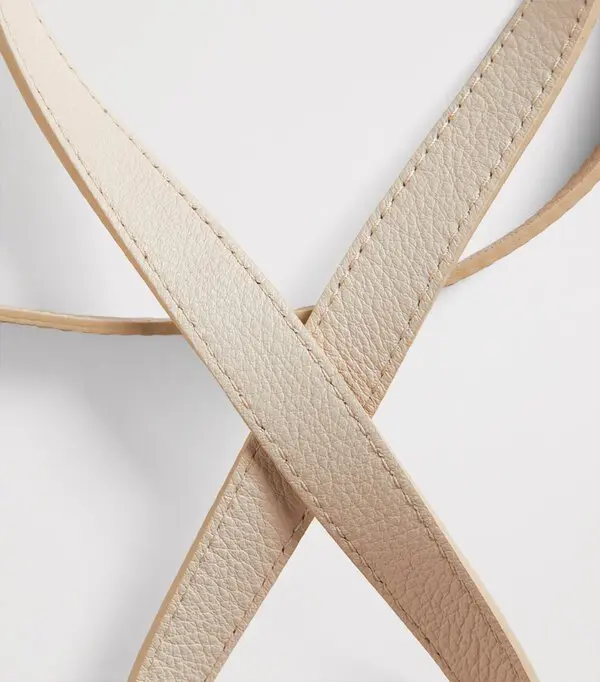Eleventy Slim Leather Belt - Beige