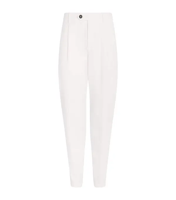 Eleventy Stretch Cotton Relaxed Trousers - White