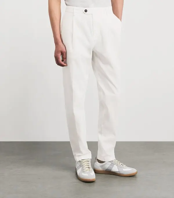 Eleventy Stretch Cotton Relaxed Trousers - White
