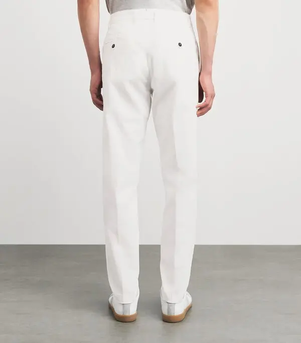 Eleventy Stretch Cotton Relaxed Trousers - White