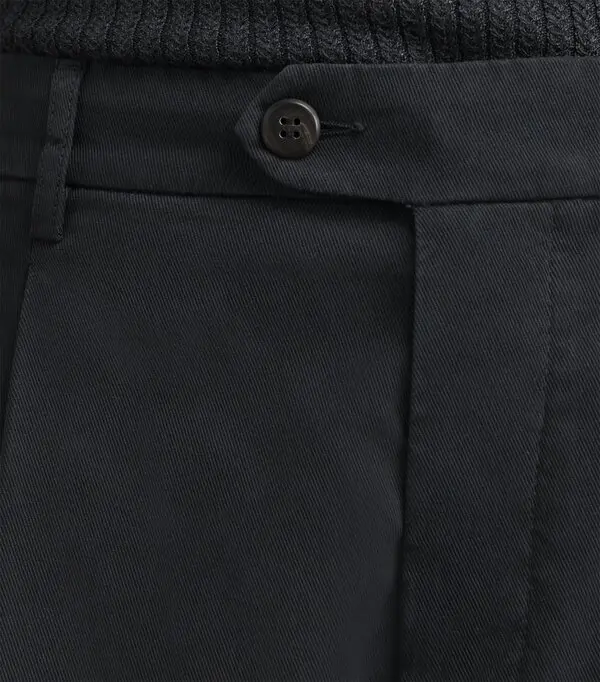 Eleventy Stretch Cotton Relaxed Trousers - Black