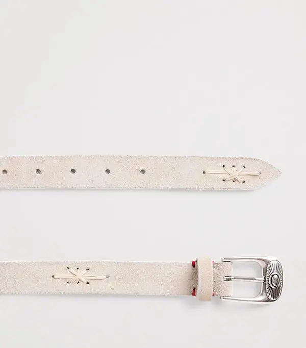 Eleventy Suede Western Belt With Silver-tone Buckle