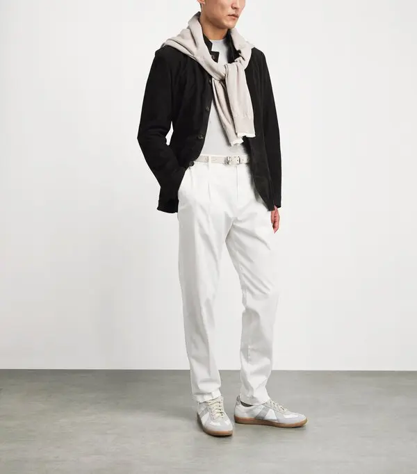 Eleventy Suede Western Belt With Silver-tone Buckle