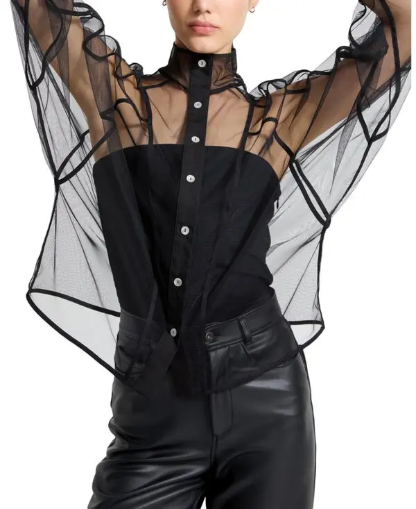 MARCELLA Lane Mesh Shirt - Black Mesh