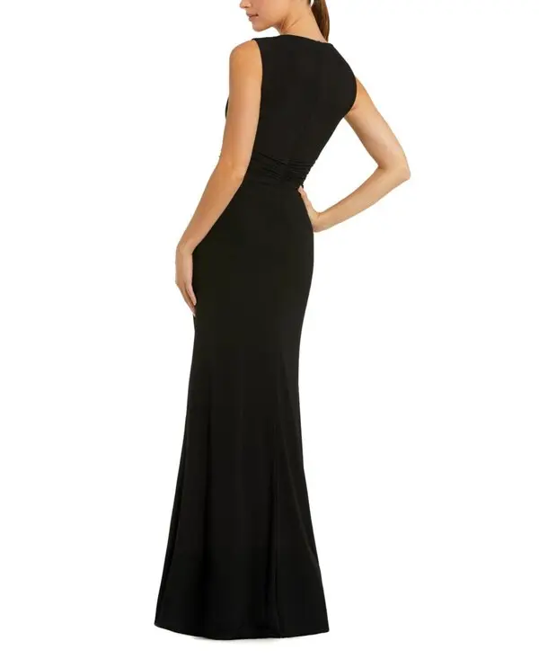 Mac Duggal Jersey Gown With Embellished Neckline