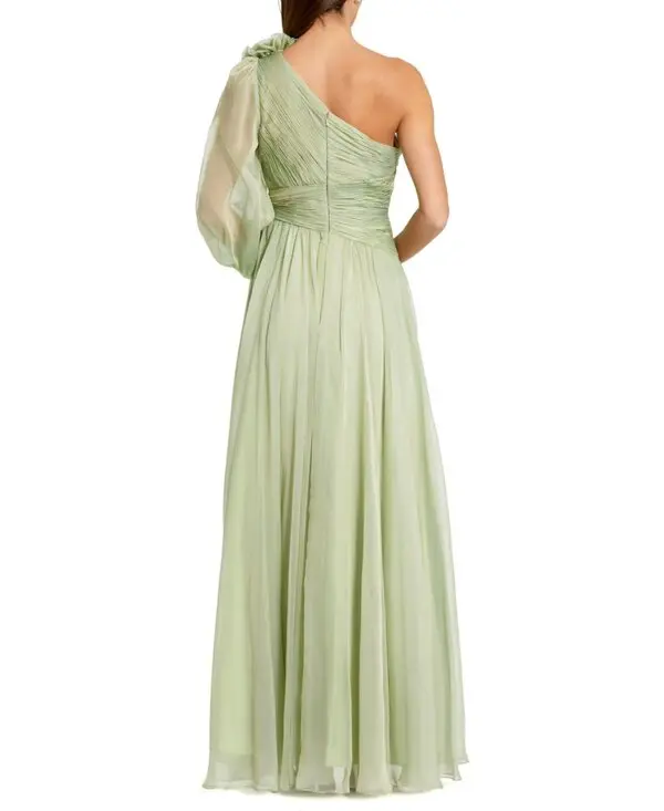 Mac Duggal One Shoulder 3d Flower Gown With Slit