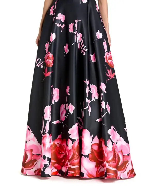 Mac Duggal Sleeveless Printed Satin Ballgown