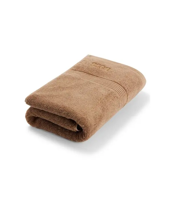 BOSS Logo Bath Towel In Aegean Cotton - Brown