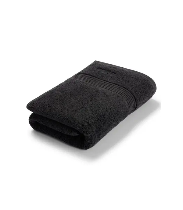 BOSS Tonal-logo Bath Towel In Aegean Cotton - Black