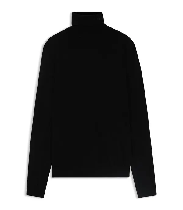 Hugo Merino Wool Turtleneck Sweater With Embroidered Logo