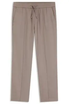 Hugo Straight-fit Drawstring Trousers In Linen Blend