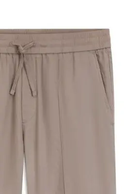 Hugo Straight-fit Drawstring Trousers In Linen Blend