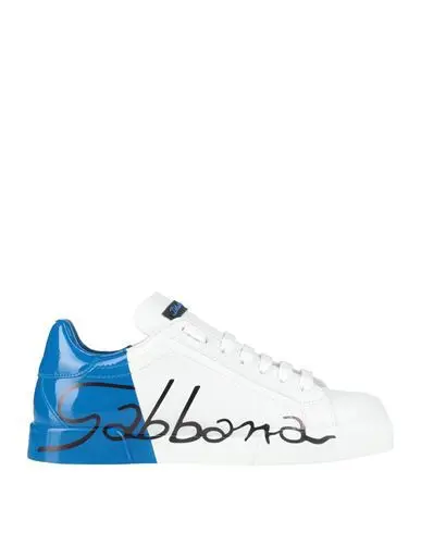 Dolce & Gabbana Leather Low-top Sneakers With Two-tone Detailing - White
