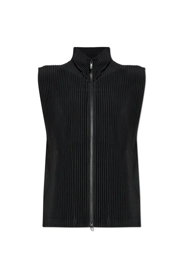 Issey Miyake Zip-up Pleated Vest - Black