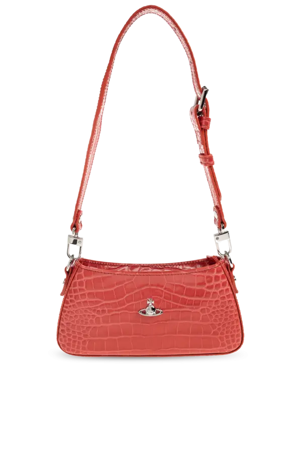 VIVIENNE WESTWOOD Tasha Crocodile-embossed Leather Shoulder Bag - Pink
