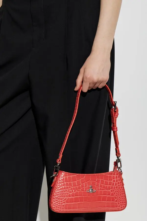 VIVIENNE WESTWOOD Tasha Crocodile-embossed Leather Shoulder Bag - Pink