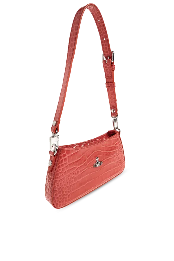VIVIENNE WESTWOOD Tasha Crocodile-embossed Leather Shoulder Bag - Pink