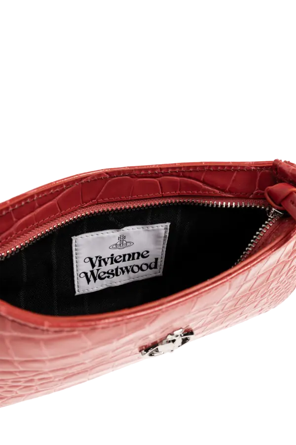 VIVIENNE WESTWOOD Tasha Crocodile-embossed Leather Shoulder Bag - Pink