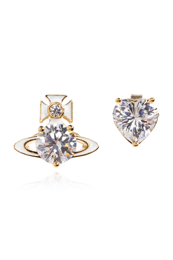VIVIENNE WESTWOOD Millie Mismatched Orb And Heart Crystal Earrings - Gold