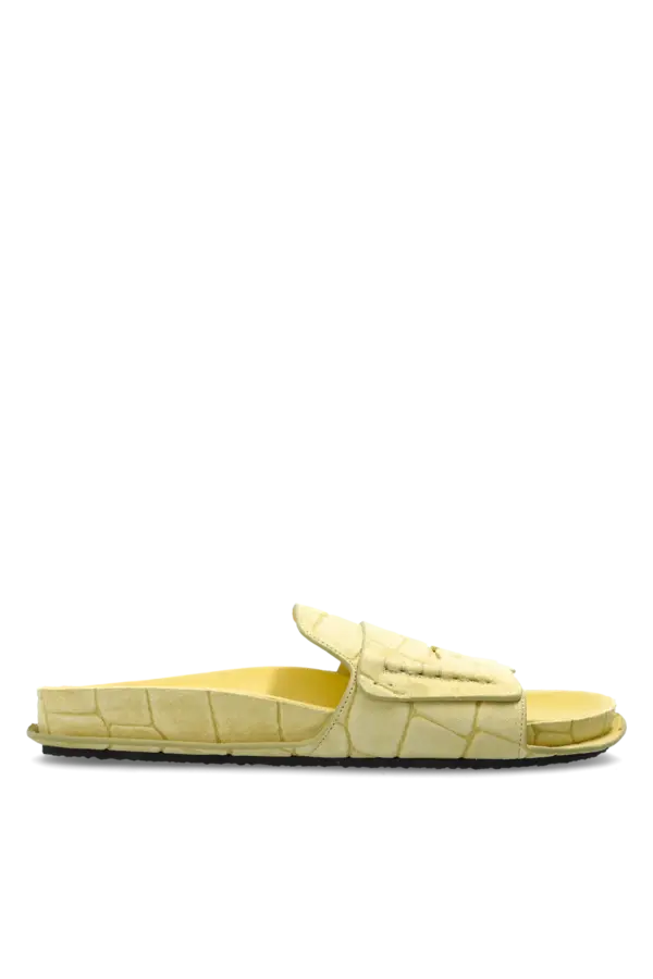 Jacquemus Suede Crocodile Effect Slides