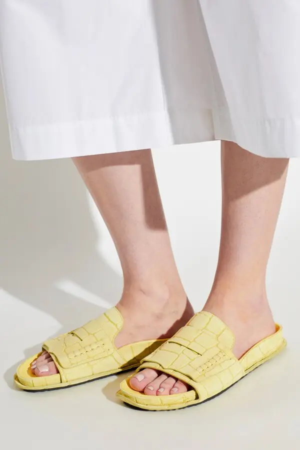 Jacquemus Suede Crocodile Effect Slides