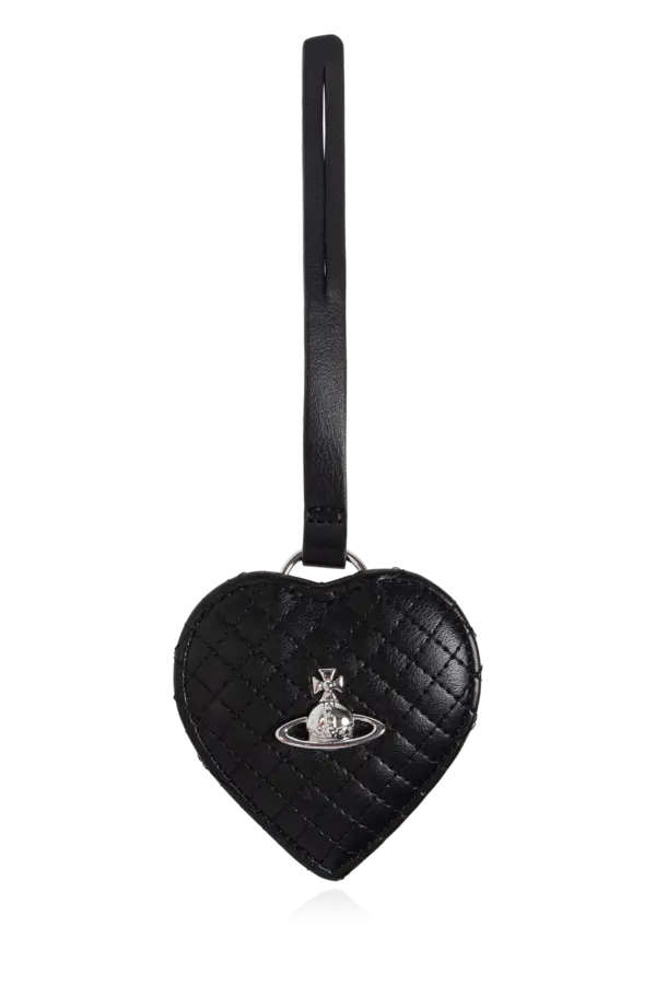 VIVIENNE WESTWOOD Heart Shaped Quilted Bag Charm With Mirror - Black