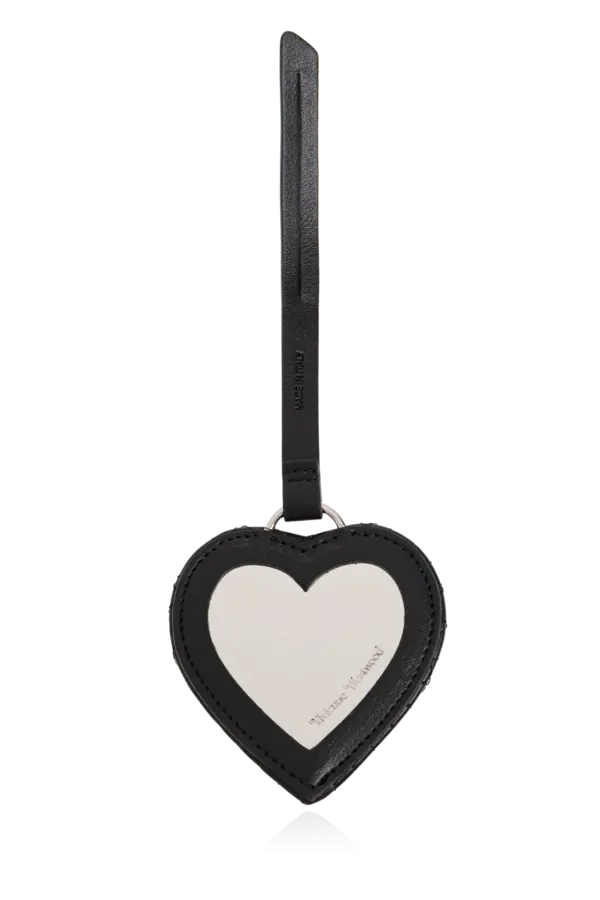 VIVIENNE WESTWOOD Heart Shaped Quilted Bag Charm With Mirror - Black