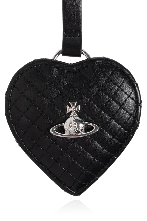 VIVIENNE WESTWOOD Heart Shaped Quilted Bag Charm With Mirror - Black