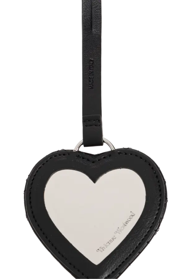 VIVIENNE WESTWOOD Heart Shaped Quilted Bag Charm With Mirror - Black